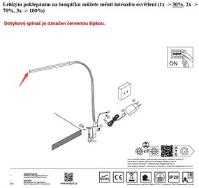 ACA Lighting LED stmívatelná stolní lampička DELGADO 5W/230V/4000K/320Lm/120°/IP20, bílá