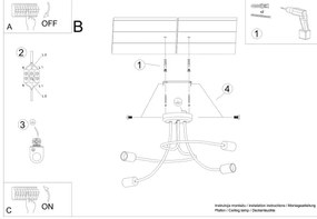 Sollux SL.1455 - Lustr na tyči LEVAR 4xE27/15W/230V černá