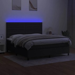 Box spring postel s matrací a LED černá 160x200 cm textil 3134967