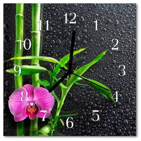 Nástenné skleněné hodiny Bambusové lázně 30x30 cm