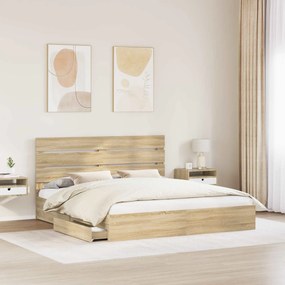 Postel s úložným prostorem se zásuvkou Sonoma dub 180 x 200 cm 3411879