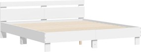 Rám postele s čelem bílý 160 x 200 cm kompozitní dřevo 3207406