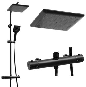 Erga Bodo Therm, sprchová souprava s termostatickou baterií a dešťovou hlavicí 23x23cm, černá matná, ERG-YKA-BP.BODO-THERM-23-BLK