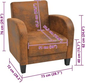Křeslo hnědé umělá semišová kůže 243588