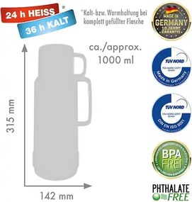 Rotpunkt Shiny Fox rubínová / Termoska / sklo / 1 l