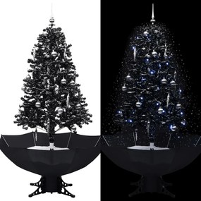 289933 vidaXL Sněžící vánoční stromek s deštníkovým stojanem černý 170 cm PVC