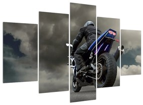 Obraz motorkáře na motorce (150x105 cm)