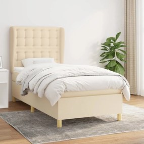 vidaXL Box spring postel s matrací 90x200 cm textil [3128819] Barva: krémová