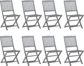 vidaXL Skládací zahradní židle s poduškami 8 ks masivní akácie [3078295] Barva: antracitová