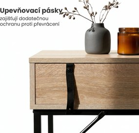 Konzolový stolek Modena 80 cm černý/dub Sonoma
