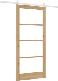 Posuvné dveře 93 x 202 cm Masivní borové dřevo a sklo Přírodní 3332371