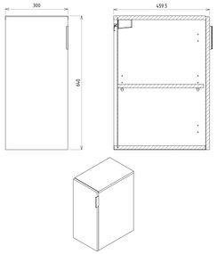 Sapho CIRASA skříňka spodní dvířková 30x64x46cm, pravá/levá, dub alabama CR301-2222