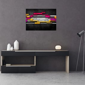 Skleněný obraz barevné abstrakce na černém pozadí (70x50 cm)