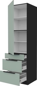 ARIA sc | vysoká skříňka 60 DKS-210 3S1F potravinová | UNI DVÍŘKA | 60 cm | PREMIUM BOX | černá/aquamarine