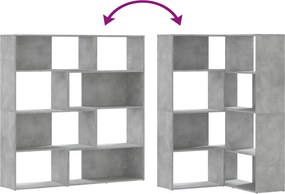 Rohová knihovna 4patrová betonově šedá 85x85x140 cm kompozit 3307813
