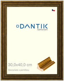 DANTIK rámeček 30x40 | Starozlatá s perličkou (Plexi Čiré)