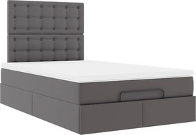 Osmanský rám postele s matrací šedá 120x190 cm umělá kůže 3313843
