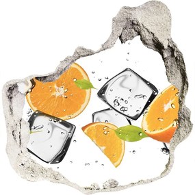 Wallmuralia Nálepka 3D díra na zeď Pomeranče s ledem 75x75 cm