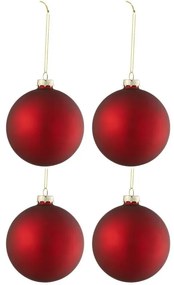 OnaDnes -20% Set čtyř červených skleněných vánočních ozdob J-Line Nien 10 cm