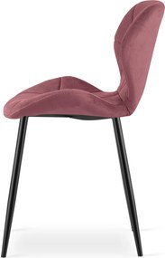 Jídelní židle MANGO VELVET s černými nohami, tmavě růžová