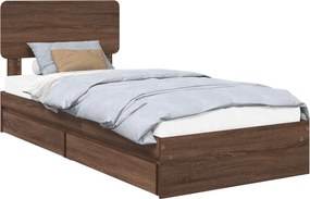 Postel s úložným prostorem se zásuvkou Hnědý dub 75 x 190 cm 3412331