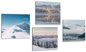 Set obrazů zasněžené hory Varianta: 4x 60x60