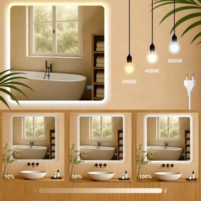 Koupelnové zrcadlo Jericho 80x80 bez Bluetooth – čiré sklo