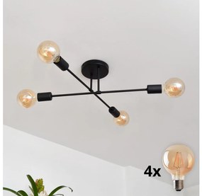 Helam LED Přisazený lustr CAMBRIDGE 4xE27/8W/230V černá HE1113