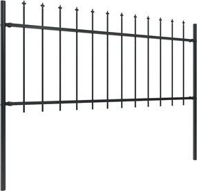 Zahradní plot s kopím nahoře ocelový 337 x 80 cm černý 277603