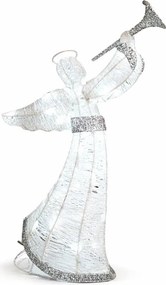 3D LED svítící anděl venkovní s trubkou 50 cm, ledově bílý s FLASH, na baterie 3× AA, 40 LED, IP44