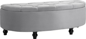 HOMCOM Lavice Úložný box Stolička Úložný box Podnožka Velvet-Touch Rubberwood Grey Ložnice | Aosom