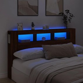 Čelo postele s LED hnědý dub 180x18,5x103,5 cm kompozitní dřevo