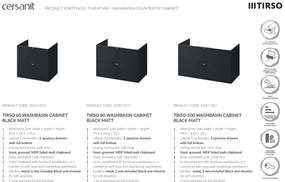 Cersanit Tirso, závěsná umyvadlová skříňka 794x447x572 mm + keramické umyvadlo, černá matná, S801-587
