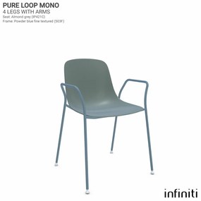 Židle Pure Loop Mono s opěradly Barva kovové konstrukce: Powder blue 503F, Barva sedáku a opěradla z recyklovaného plastu: Military green IS513