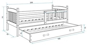 Dětská postel KUBUS s výsuvnou postelí 90x200 cm - bílá Šedá