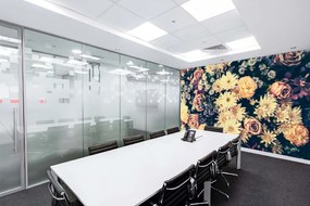 DIMEX | Samolepicí vliesová fototapeta na zeď Květinový vintage styl MA-5-1378 | 375 x 250 cm | bílá, krémová, oranžová, růžová