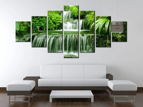 Gario Obraz s hodinami Vodopád v deštném pralese - 7 dílný Rozměry: 210 x 100 cm