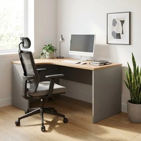 Rohový stůl SimpleOffice 140 x 120 cm, levý, ořech vlašský / šedá