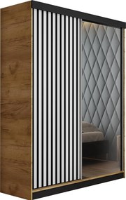 Posuvná skříň MALANI 138 - dub Craft zlatý + bílý 138x205x59 cm