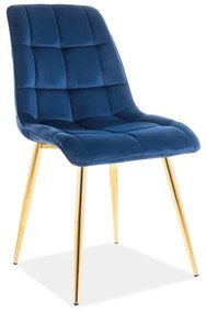 Jídelní židle CHIC VELVET zlatá Signal Modrá