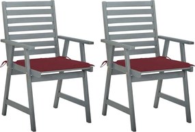 vidaXL Zahradní jídelní židle s poduškami 2 ks masivní akáciové dřevo [3064402] Barva: vínová červená