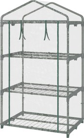 Outsunny 3-vrstvý Zahradní Skleník s 3 Policemi a Zipovým Dveřmi pro Pěstování Květin a Zeleniny 69x49x125 cm Průhledný