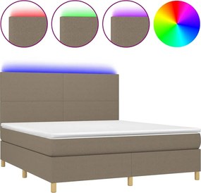 Box spring postel s matrací a LED taupe 180x200 cm textil 3135297