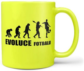Hrnek Evoluce fotbalu - fluo (Náplň hrníčku: Žádná)