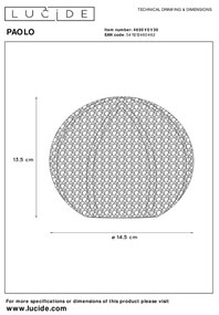 Lucide 46501/01/30 stolní lampa Paolo, černá, G9, ø14,5cm