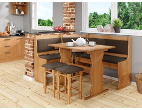 Kuchyňský sedací kout + stůl se stoličkami Mexic, Barva dřeva: olše, Potah: Peru 10
