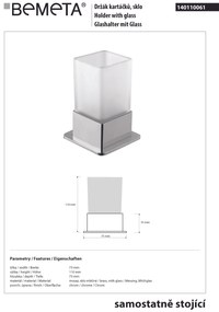 Bemeta Design BETA: Držák kartáčků, na postavení, sklo -