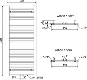 Mexen Hades, elektrické topné těleso 1200 x 500 mm, 600 W, černá, W104-1200-500-2600-70