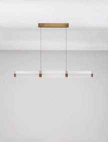 Ocelové LED stmívatelné závěsné svítidlo v mosazné barvě se skleněným stínidlem Essenzo – Nova Luce