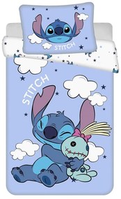 Modré bavlněné dětské povlečení do postýlky 100x135 cm Lilo &amp; Stitch "Clouds" – Jerry Fabrics